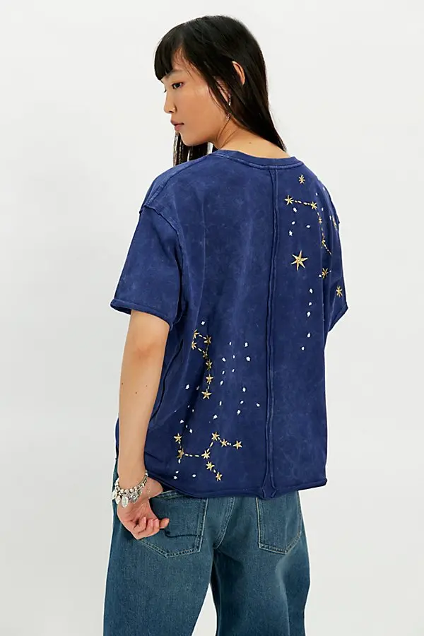 DENIM AND BONE Constellation Embroidered Tee