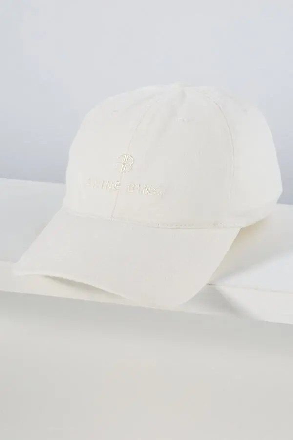 ANINE BING Jeremy Cotton Baseball Cap - Ivory