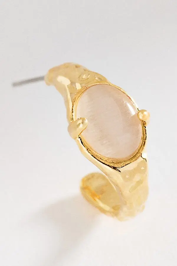 Anthropologie Mini Stone Hoop Earrings - Clear