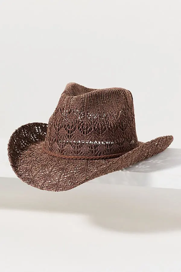Anthropologie Lace Rancher Hat - Chocolate