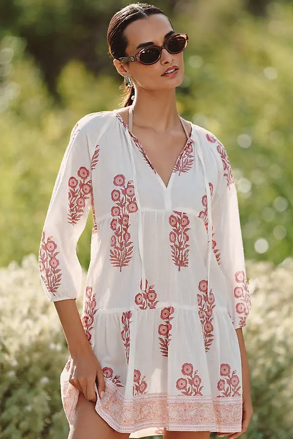 SZ BLOCKPRINTS Floral Printed Kaftan