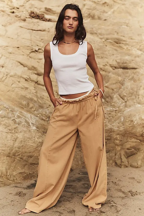 Free People Sun Dazed Wide Leg Pants - Apple Pie