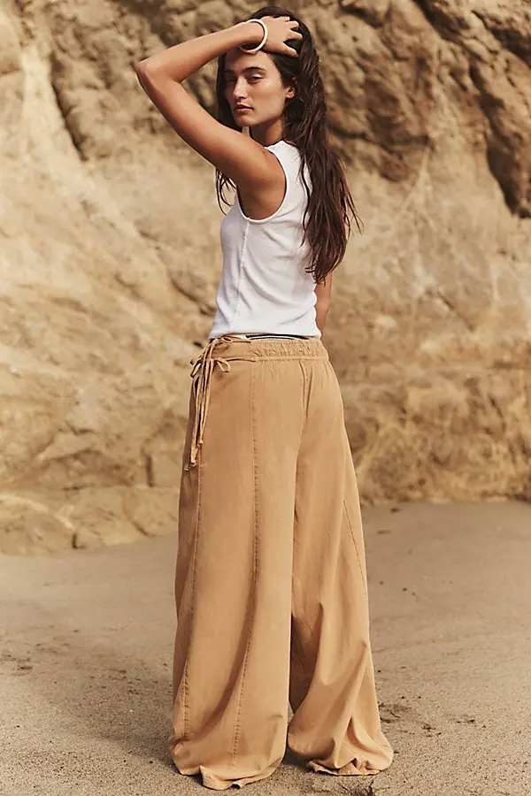 Free People Sun Dazed Wide Leg Pants - Apple Pie