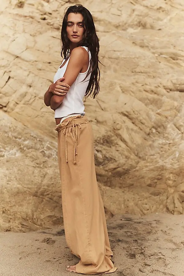 Free People Sun Dazed Wide Leg Pants - Apple Pie