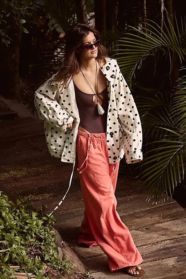 Free People Sun Dazed Wide Leg Pants - Cherry Tomato