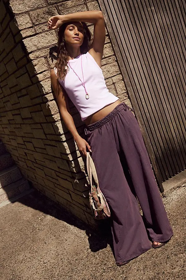 Free People Sun Dazed Wide Leg Pants - Fudge