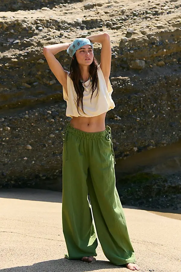 Free People Sun Dazed Pants - Green Eyes