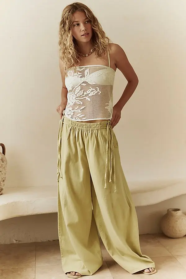 Free People Sun Dazed Pants - Khaki Chino