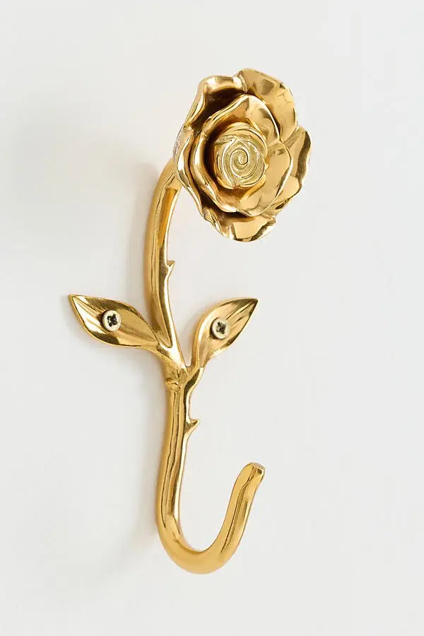 Anthropologie Brass Rose Hook - Warm Polished Brass