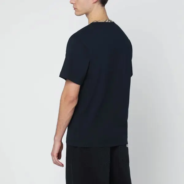 Burberry Navy T-shirt With Check Trims - Blue