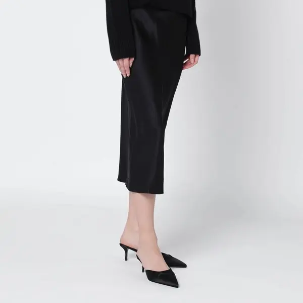 ANINE BING Silk Bar Midi Skirt - Black