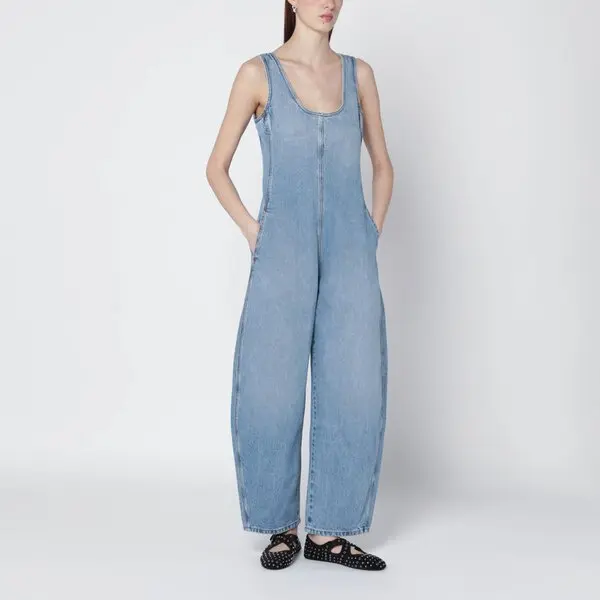 Alaïa Rounded Denim Jumpsuit - Blue