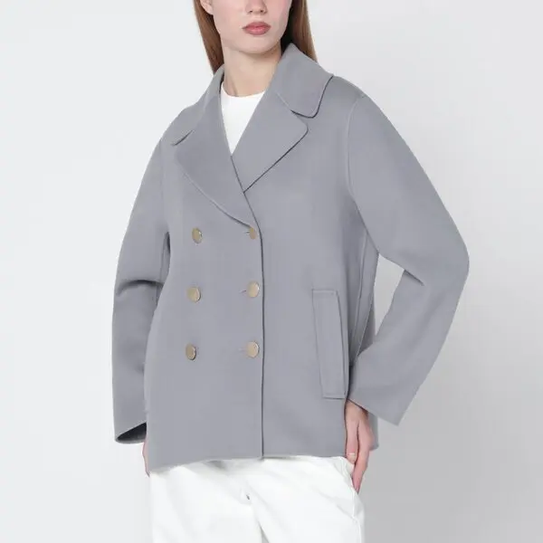 Max Mara Air-jacket In Wool Drap - Blue