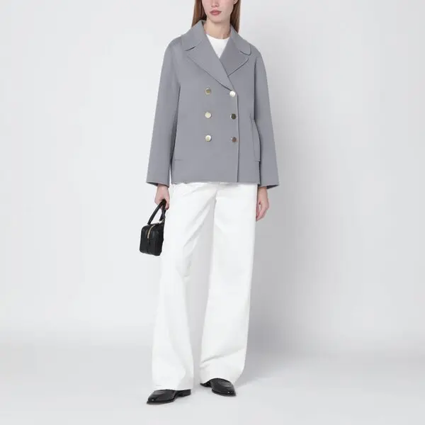 Max Mara Air-jacket In Wool Drap - Blue