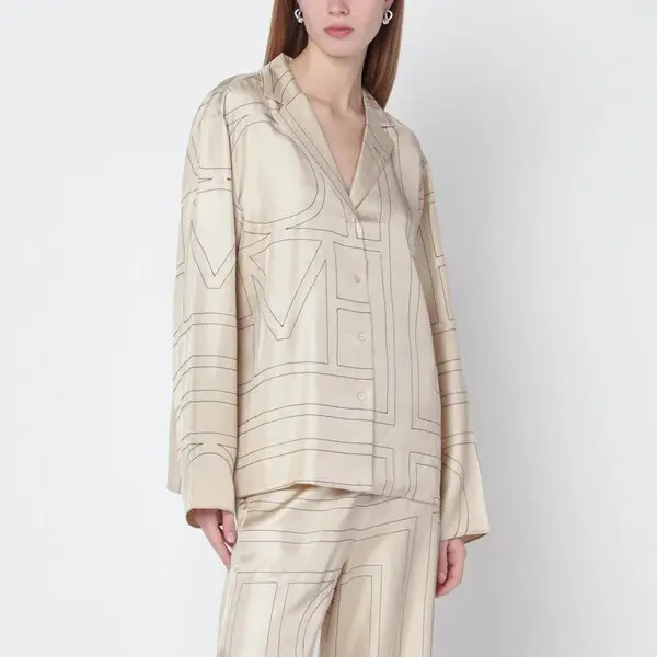 TOTEME Silk Monogram Pajama Shirt