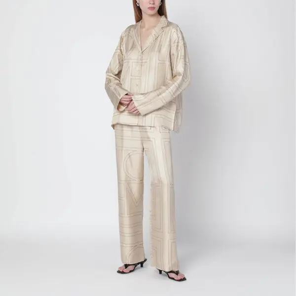 TOTEME Silk Monogram Pajama Shirt