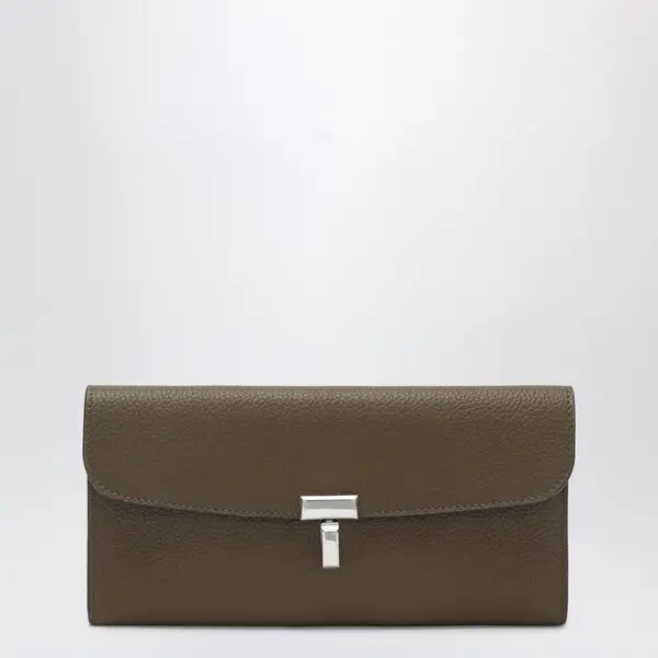 TOTEME Taupe Grained-leather T-lock Wallet - Grey