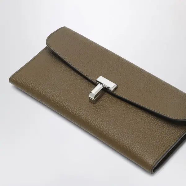 TOTEME Taupe Grained-leather T-lock Wallet