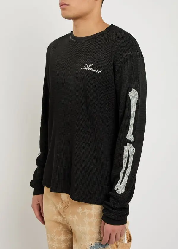 Amiri Embroidered Waffle Stretch-cotton Top