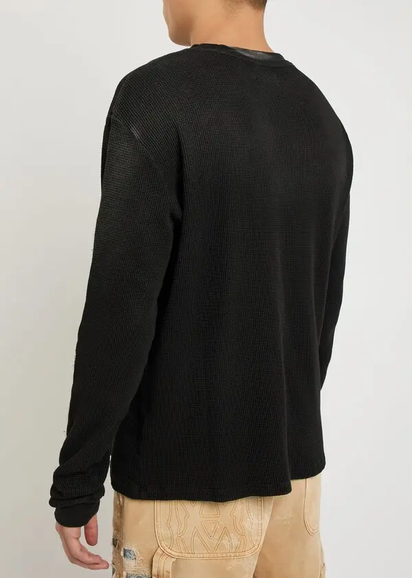 Amiri Embroidered Waffle Stretch-cotton Top