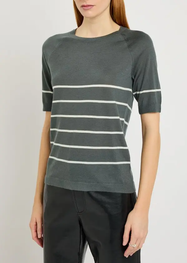 Max Mara Striped Wool And Cashmere-blend T-shirt