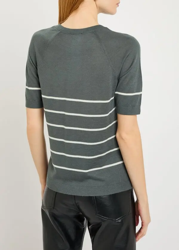 Max Mara Striped Wool And Cashmere-blend T-shirt