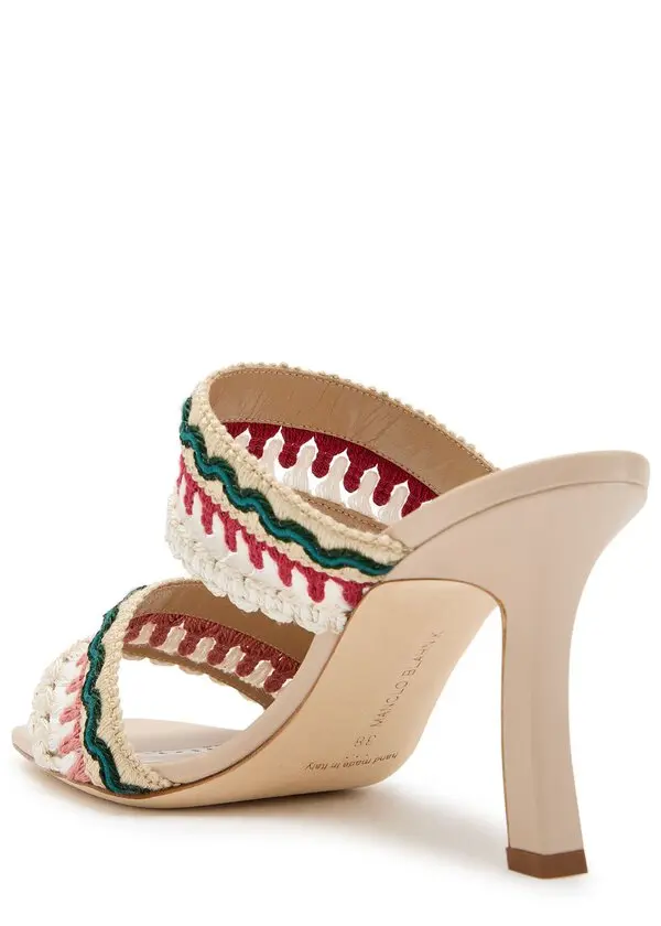 Manolo Blahnik Mabecomu 90 Woven-strap Leather Sandals