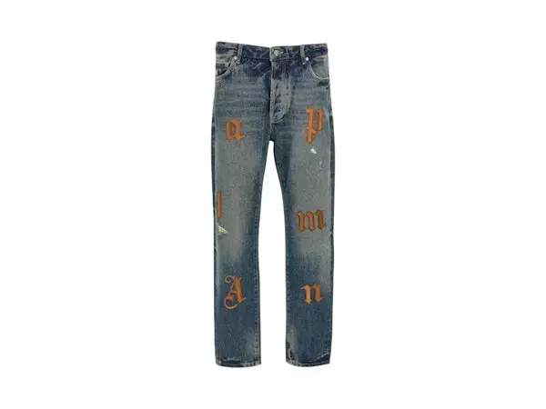 Palm Angels 5 Pocket Straight Leg Jeans - Blue/brown