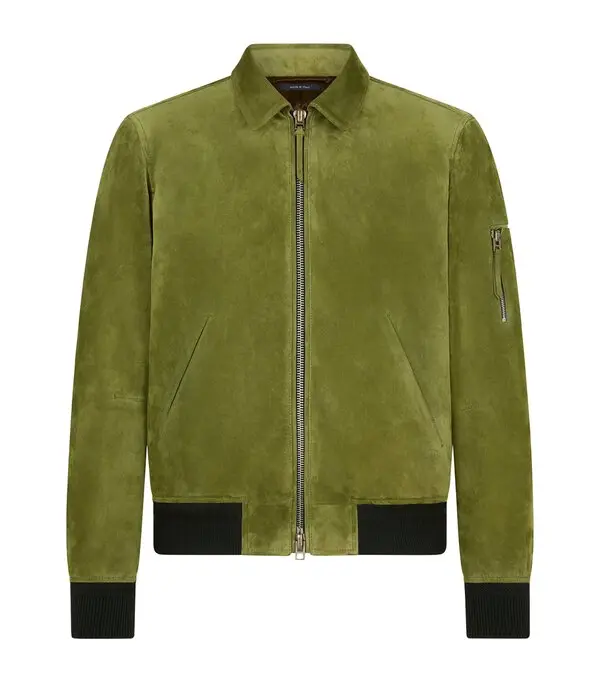 TOM FORD Calf Leather Bomber Jacket - Green