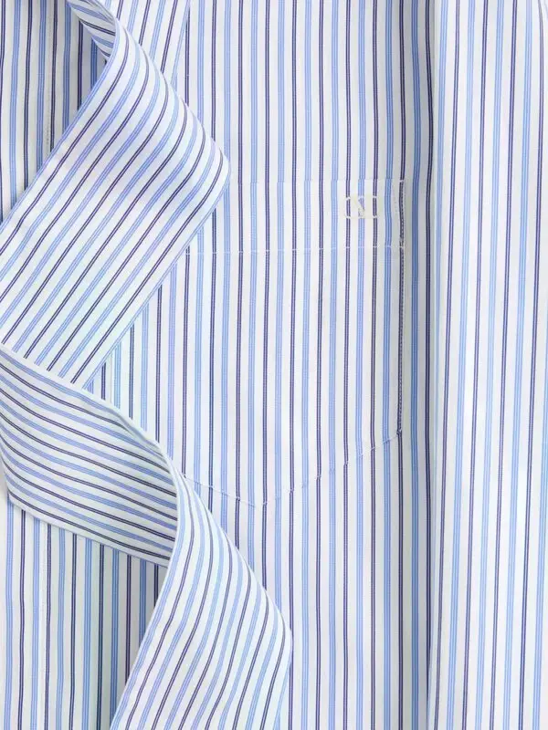 Valentino Garavani Cotton Poplin Shirt With Scarf Collar And Vlogo Embroidery - Blue