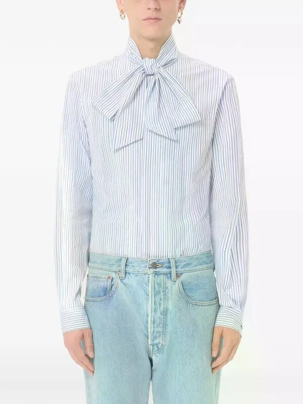 Valentino Garavani Cotton Poplin Shirt With Scarf Collar And Vlogo Embroidery