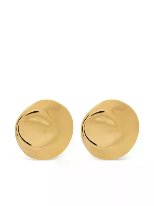 Nina Ricci Dented Medallion Earrings - Gold