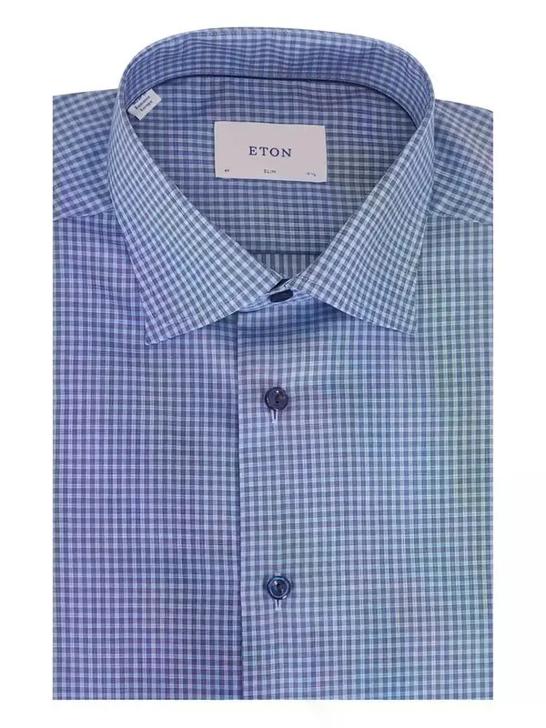 Eton Twill Check Shirt - Blue
