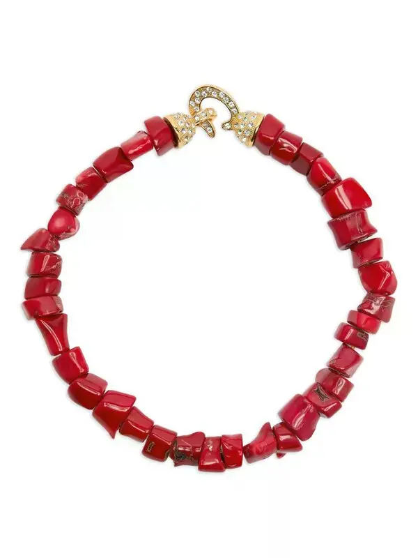 Timeless Pearly Beaded Necklace - Red