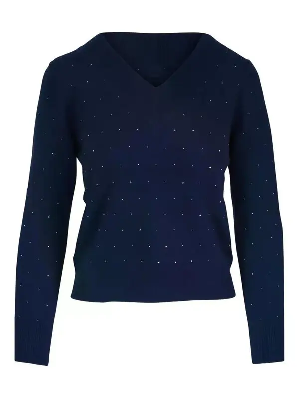 Kinross Cashmere V-neck Embellished Sweater