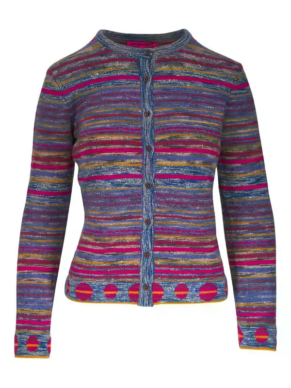 THE ELDER STATESMAN Striped Button Cardigan