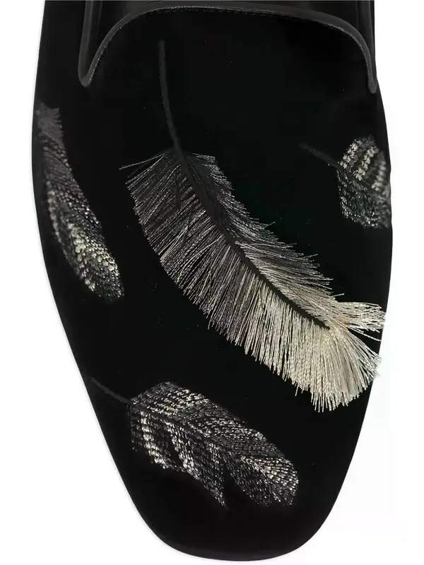 ARTEANA Velvet Loafers With Feather Embellishment