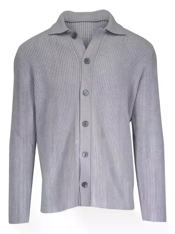 GRAN SASSO Collared Ribbed Cardigan - Grey