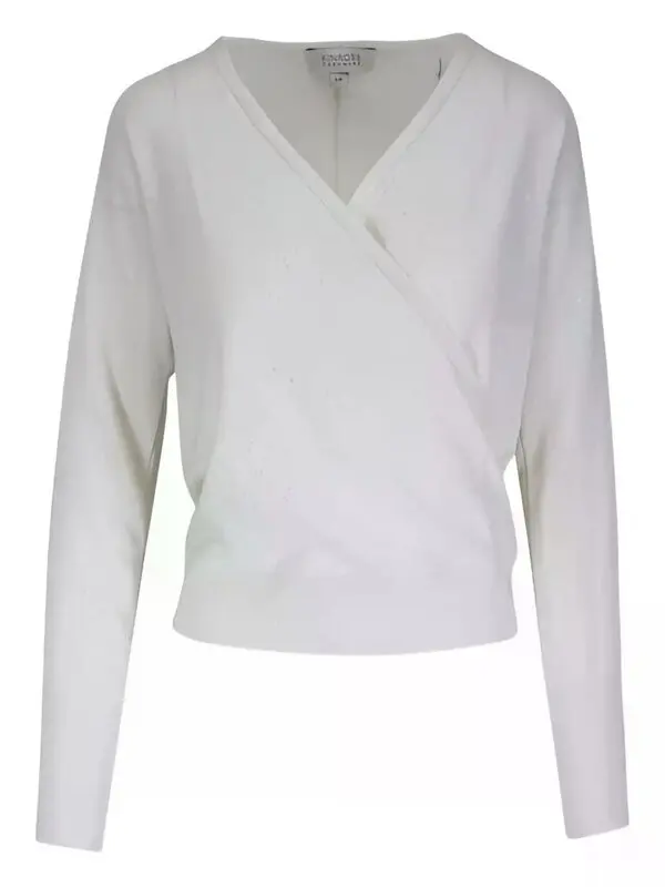 Kinross Cashmere V-neck Wrap Top - Neutrals