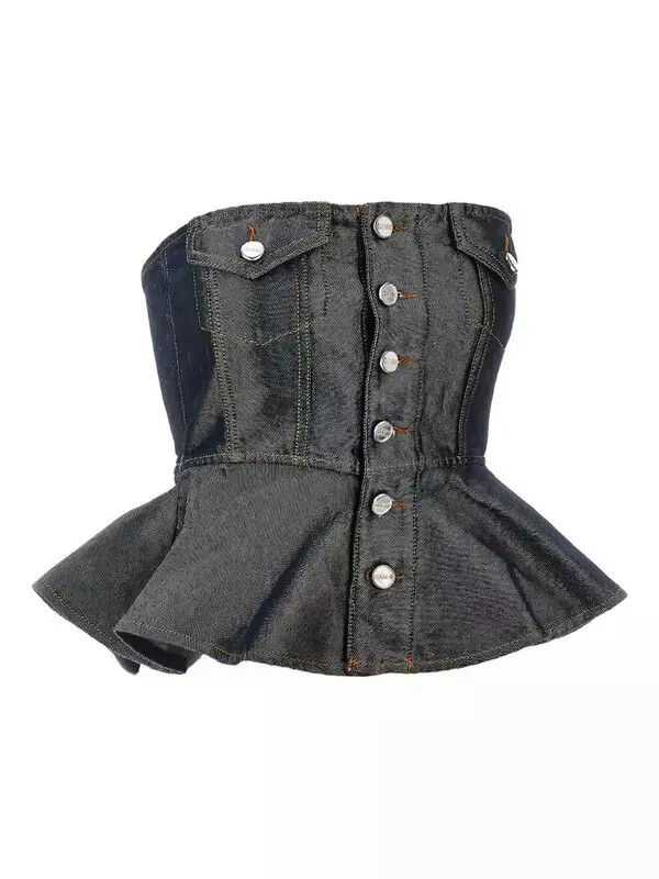 GANNI Button Denim Top