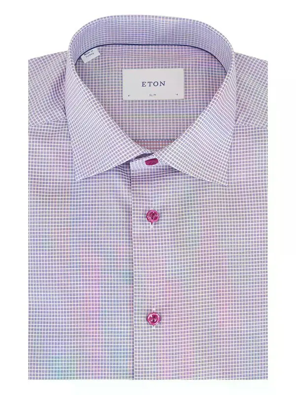 Eton Twill Check Shirt - Purple