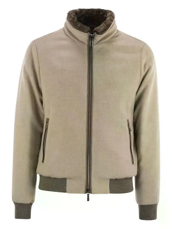 MOORER Padded Bomber Jacket - Neutrals