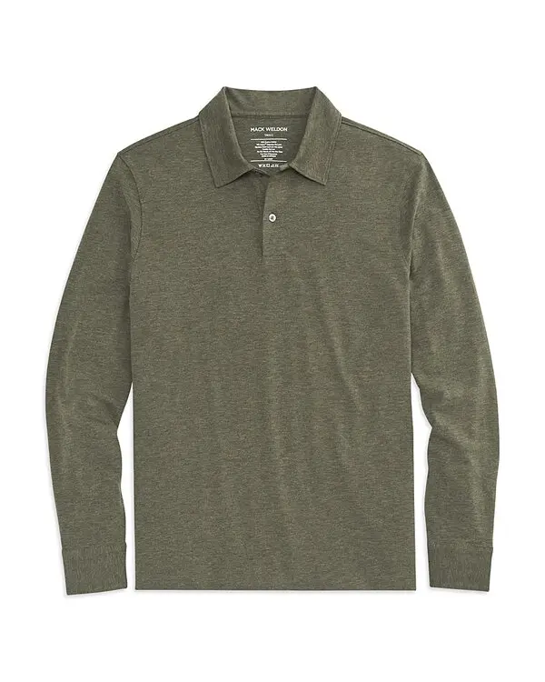 Mack Weldon Silver Pima Cotton Long Sleeve Polo Shirt - Sage Heather