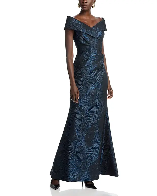 Rickie Freeman For Teri Jon Metallic Jacquard Gown