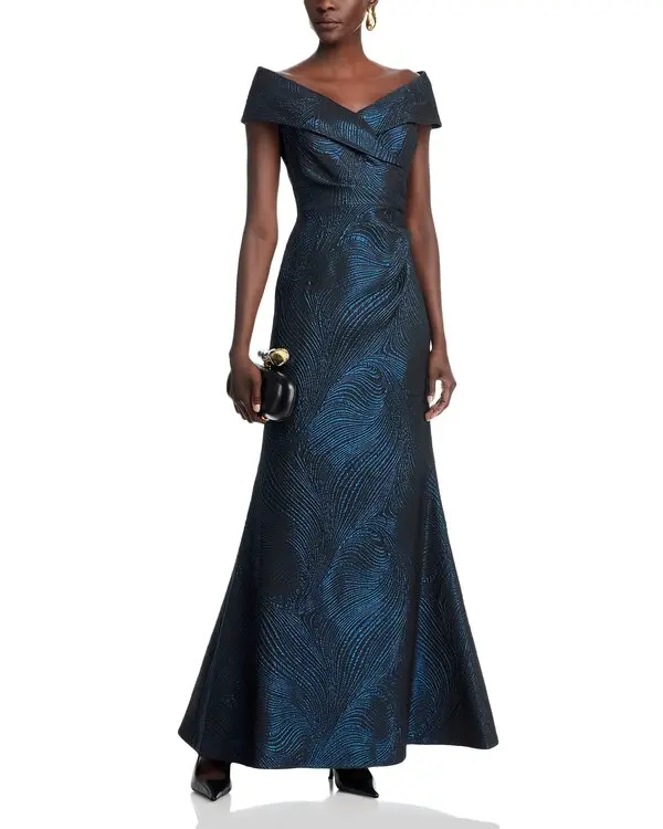 Rickie Freeman For Teri Jon Metallic Jacquard Gown