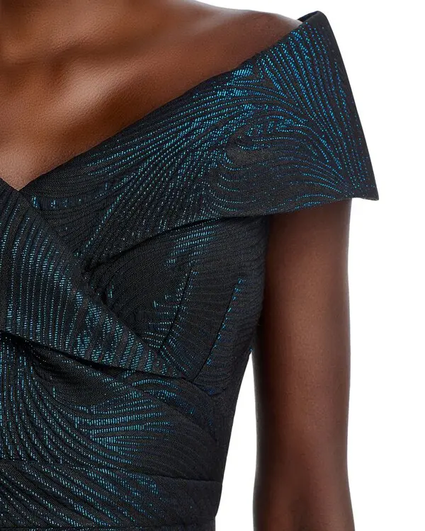 Rickie Freeman For Teri Jon Metallic Jacquard Gown