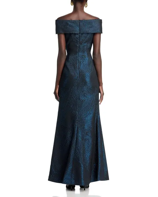 Rickie Freeman For Teri Jon Metallic Jacquard Gown