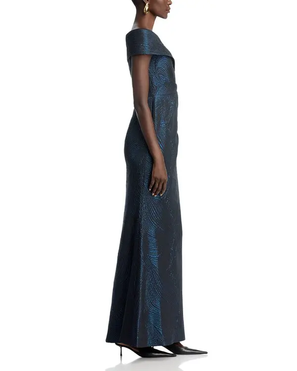 Rickie Freeman For Teri Jon Metallic Jacquard Gown