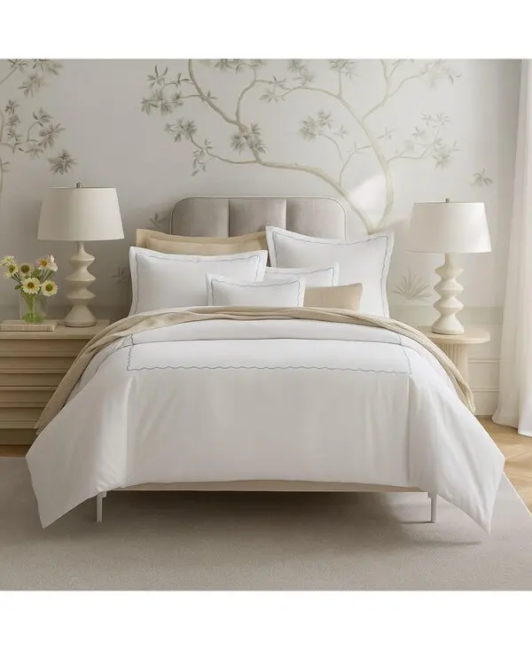 DOMANI HOME Scallop Hotel Duvet Cover Set 4 Piece Set - Blue