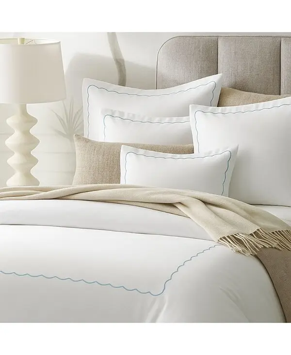 DOMANI HOME Scallop Hotel Duvet Cover Set 4 Piece Set - Blue